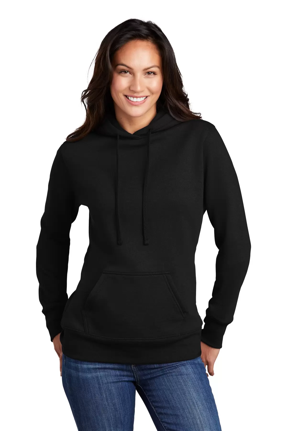 Port & Company LPC78H Ladies Core Fleece Pullover Hooded Sweatshirt Jet ...